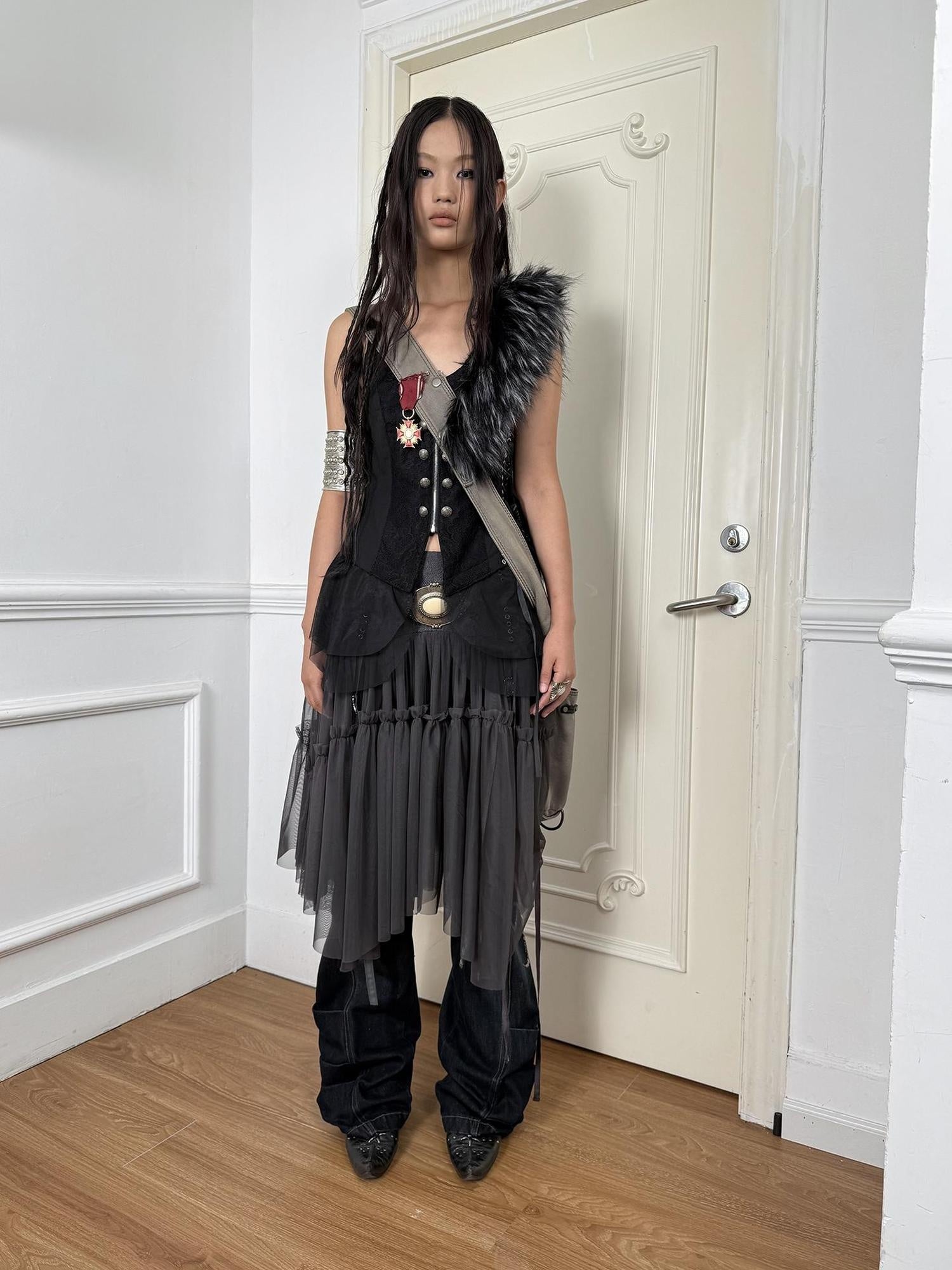 Original Patchwork Double Breasted V Neck Fitted Waist Women Vest – MISSTT